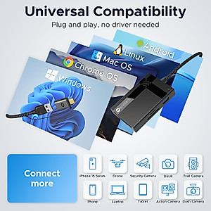 SD Card Reader 7 in 1, WARRKY [Dual Connector USB3.0/USB-C, 2.5FT Nylon Cable] Card Adapter Hub for microSD, SDXC, SDHC, CF, MS, MMC, UHS-I, More, Compatible with Mac, iPad, Phones, Tablet, etc