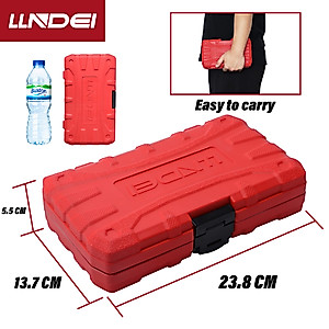 LLNDEI 57pcs 3/8 &1/4 Inch Drive Socket Wrench Sets, Dual Head 72-Teeth 2 Ways Ratchets, 6 Point Metric/SAE Sockets, CR-V, Extensions with 1/4-inch Dr. Bits Set, Universal Joint(5/32-3/4Inch,4-19mm)