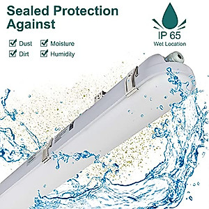 kadision 4FT Vapor Tight LED Light Fixture, 60W/50W/40W Wattage Selectable 7200lm 5000K 100-277V, 0-10V Dimmable Vapor Proof LED Light for Car Washes Parking Garages, UL Listed