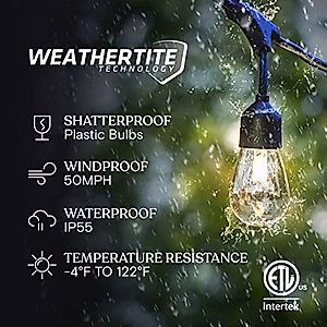 Brightech Ambience Pro Solar Powered Outdoor String Lights - Commercial Grade 27 Ft Waterproof Patio Lights with 12 Edison Bulbs, Shatterproof LED Christmas String Lights for Patio - 2W, Soft White