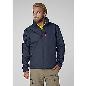 Helly Hansen Men's Crew Midlayer Fleece Lined Waterproof Windproof Breathable Rain Coat Jacket, 597 Navy, Large