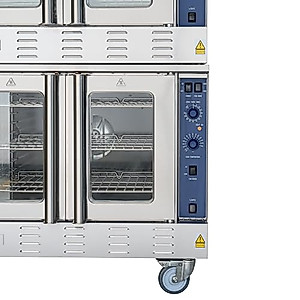 KoolMore 38 in. Full-Size Double Commercial Natural Gas Convection Oven 108,000 BTU With Stacking Kit in Stainless-Steel (KM-DCCO54-NG)