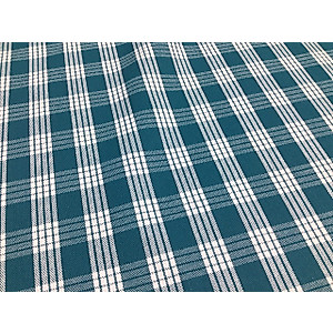 Teal Woven Palaka Hawaiian Print Fabric Sold by The Yard