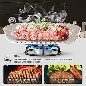 Bobikuke Nonstick Aluminum Grill Pan with Glass Lid, Induction Compatible, 8.3in