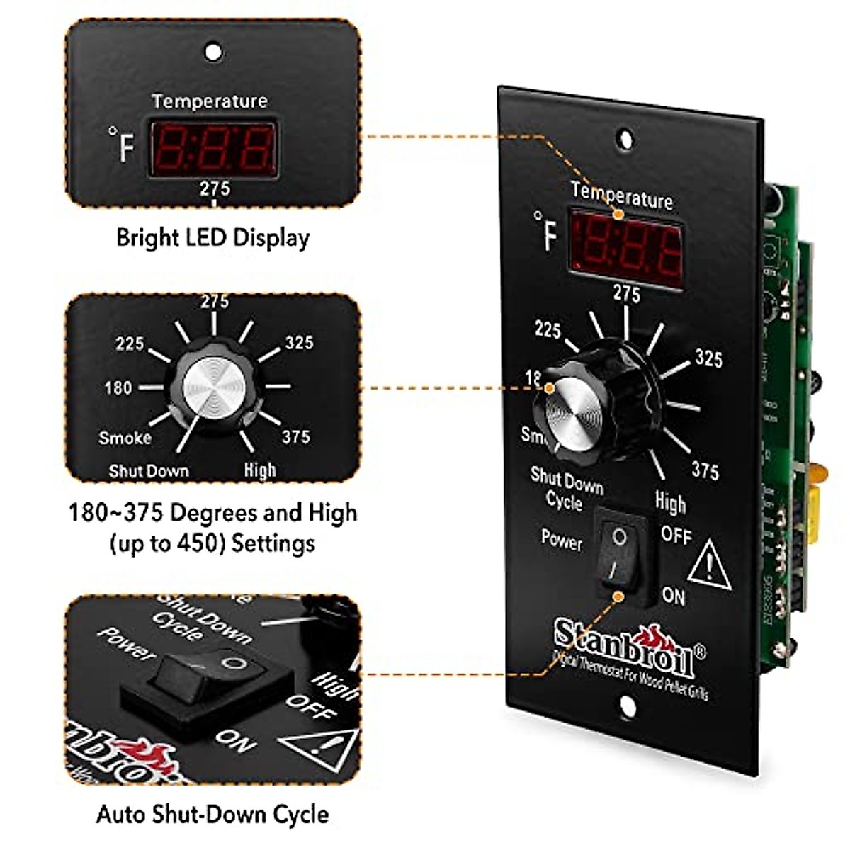 Stanbroil Replacement for Traeger Digital Controller Kit, Upgraded BBQ Temperature Controller with 7" RTD Temperature Sensor Probe Fit for Traeger Pellet Grills