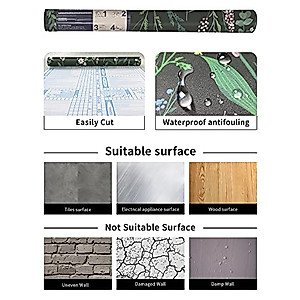 JiffDiff Floral Wallpaper Peel and Stick Farm Floral 236.22" x 17.32" Wildwood Wallpaper Dark Wallpaper Self Adhesive Wallpaper Coverage 30 sq.ft