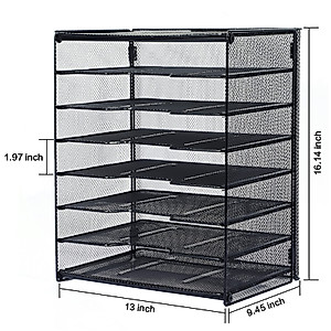 Veesun Desk Organizer 8 Tier, Paper Letter Tray Organizer,Mesh Desk File Letter Organizer, Black, for Home Office School Meeting Room