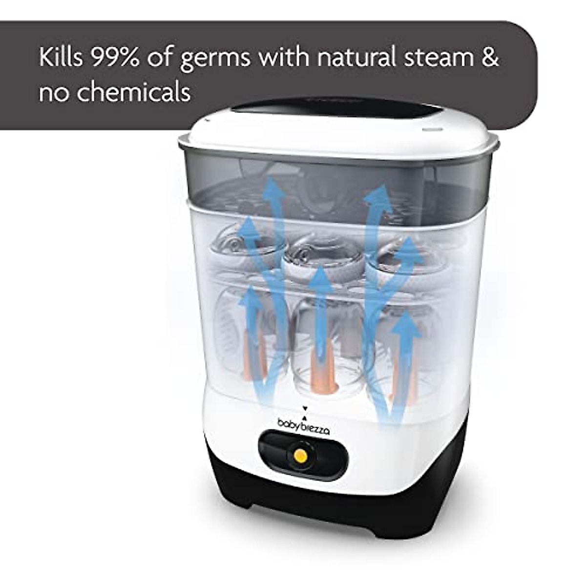 Baby Brezza 4 in 1 Baby Bottle Sterilizer Machine – Largest Capacity Electric Steam Sterilization – Pacifiers, Breast Pump Parts + Universal Sterilizing for All Bottles: Plastic, Glass, Large, Small