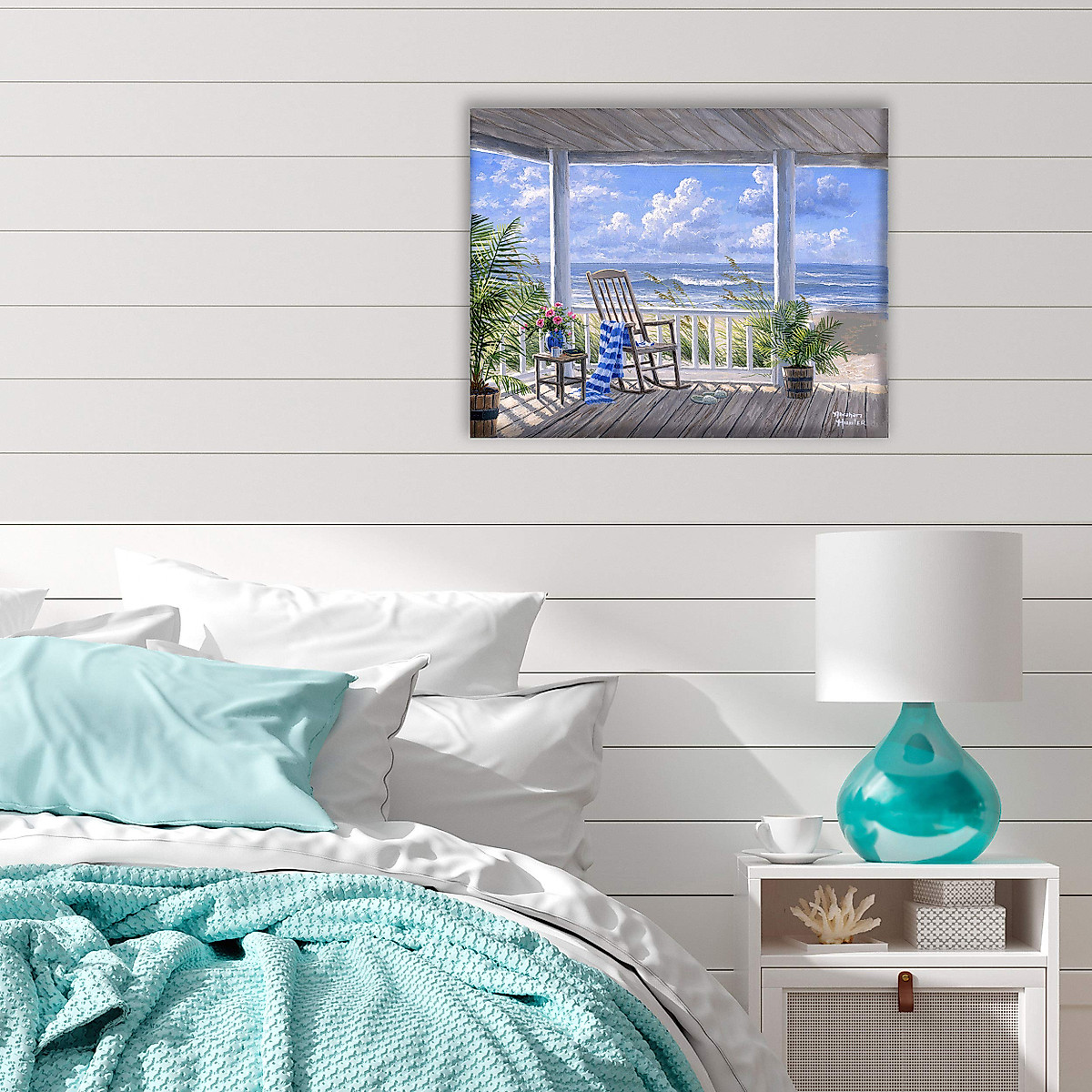 Rivers Edge Products Canvas Wall Art, Licensed Art by Abraham Hunter, Print Pictures for Men's Bedroom Office, 12 Inch x 16 Inch, JQ Beach