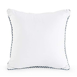 LR Home Blue Diamond Throw Pillow, 18"x18", Navy White