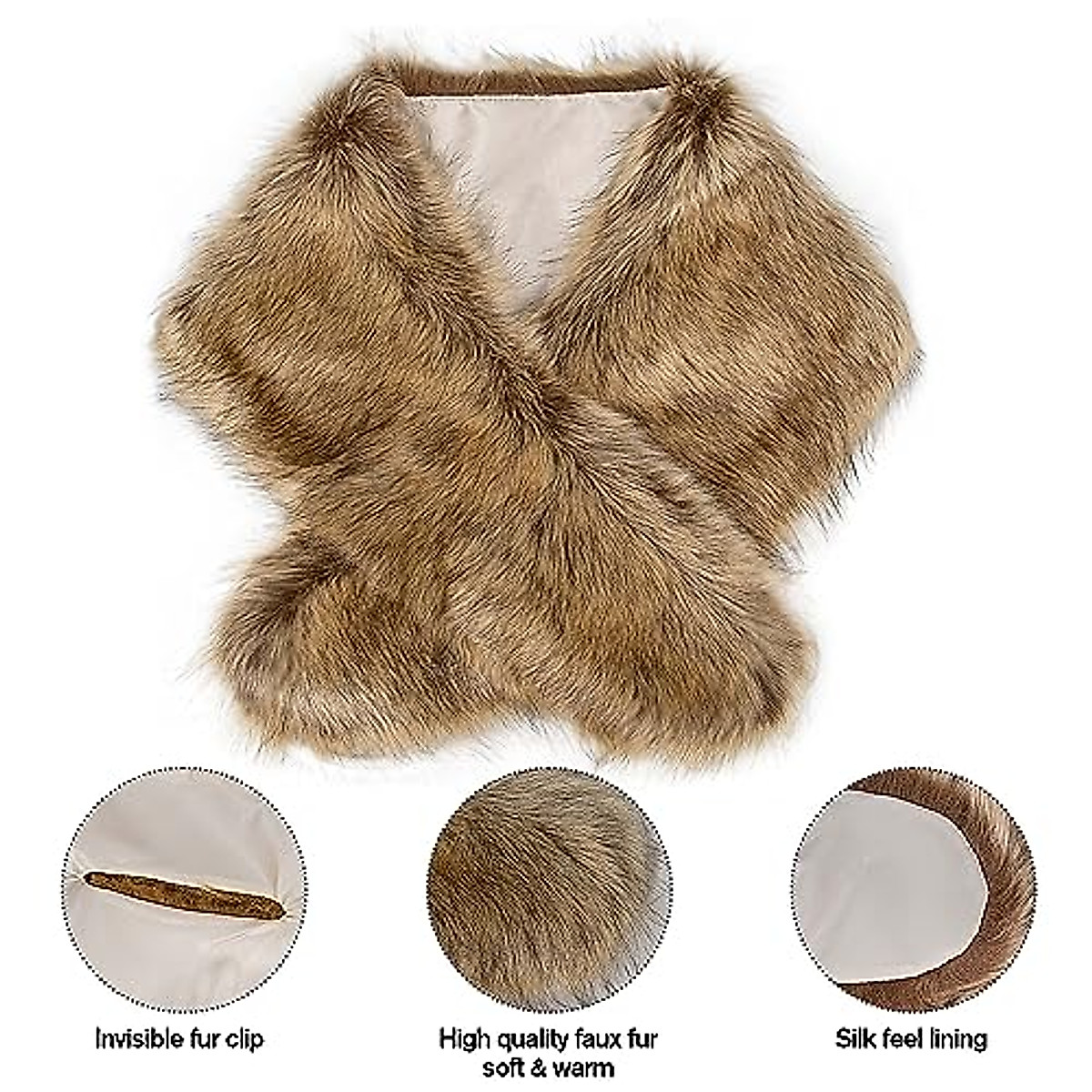 Dikoaina Extra Large Women's Faux Fur Collar for Winter Coat,Raccoon,120cm