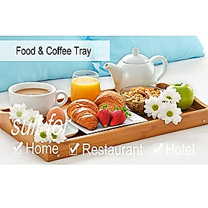 Decorative Tray Wood Rectangular Serving Trays Resin Tray with Handles Food Coffee Table Kitchen Tray for Home,Restaurant,Hotels,Motels,Lodging and Travel