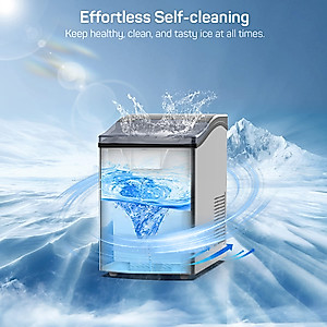 Dr.Prepare Countertop Nugget Ice Maker, Pebble Ice Machine, Produces Ice in 8 Mins, 40 lbs Per Day, 3.2L Large Water Tank, Self Cleaning, for Home, Office and Bar