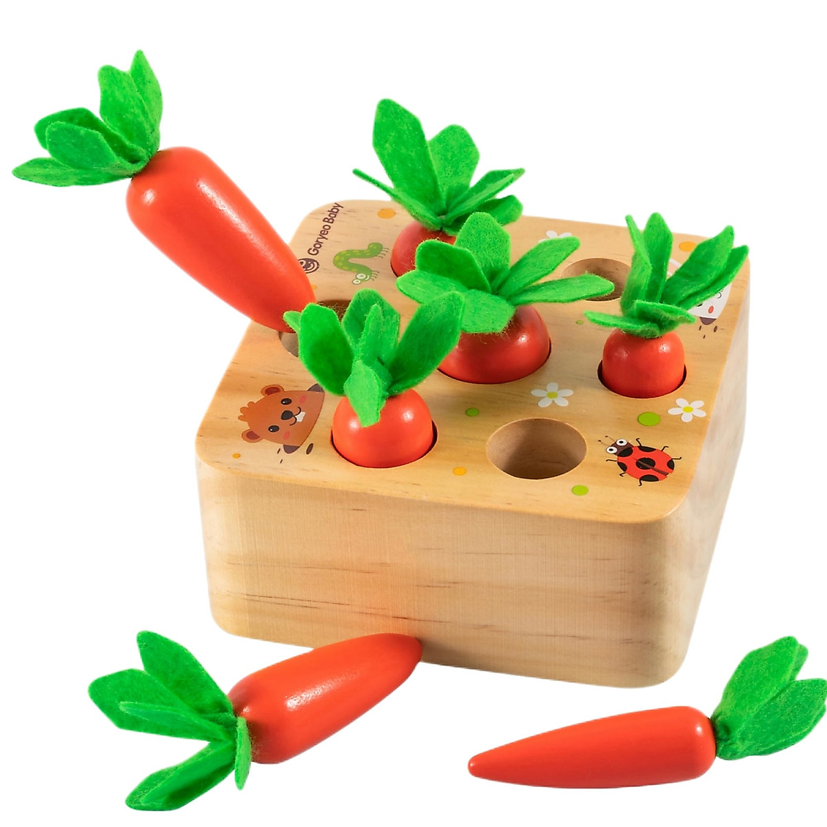 XJYQJD Montessori Toys for Babies 6-12 Months, Carrot Pulling Baby Toys 6 to 12 Months Carrot Harvest Game Fine Motor Skills Toys for 1 Year Old Toddlers Boys Girls Birthday Gifts