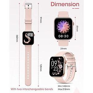 Smart Watch Women(Answer/Make Calls), 2023 Newest 1.8'' Bluetooth Smart Watch for Android iPhones, 5ATM Waterproof Outdoor Fitness Tracker with AI Voice/Heart Rate/SpO2/Sleep Monitor, Smartwatch Pink