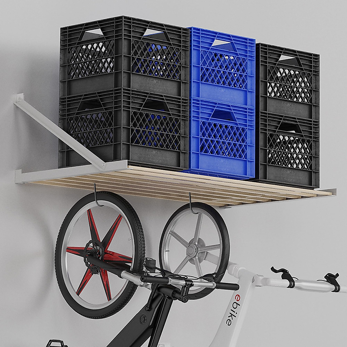 Yingsi-fty 4 Feet Garage Shelving Wall,White Universal Garage Storage Kit,Garage Wall Mounted Shelving System for Garage/Laundry/Kitchen/Hut (4-ft Length x 20-in Depth)