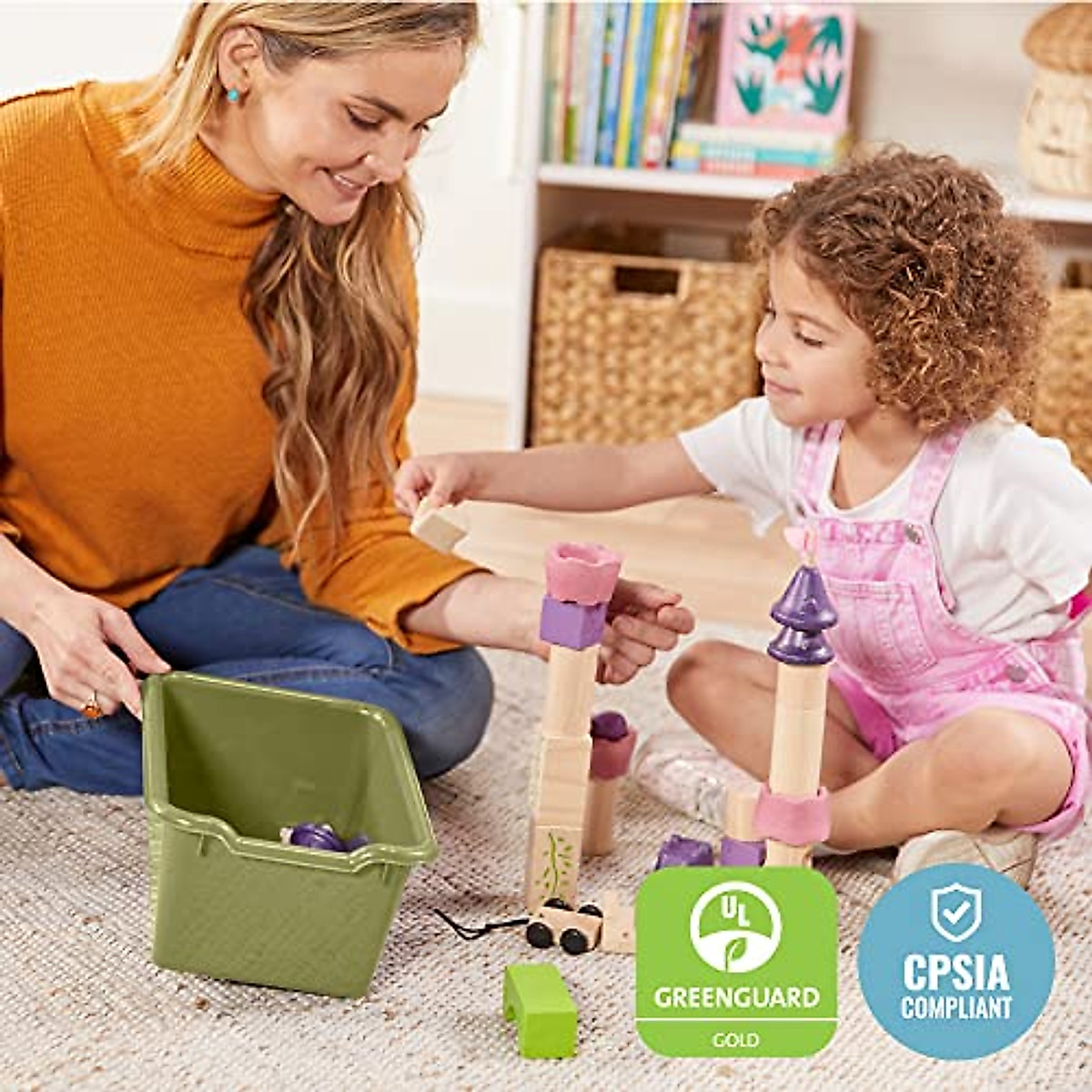 ECR4Kids Scoop Front Storage Bin, Multipurpose Organization, Fern Green, 5-Piece