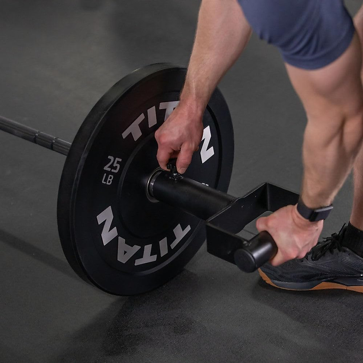 Titan Fitness Single Handle Fat Grip Landmine Press, 1.3" Dia. Smooth Grip, Fits Over Olympic Bar Sleeve & Secures with Threaded Stop Pin, Ideal for Rows, Overhead Presses, Upright Rows, Curls