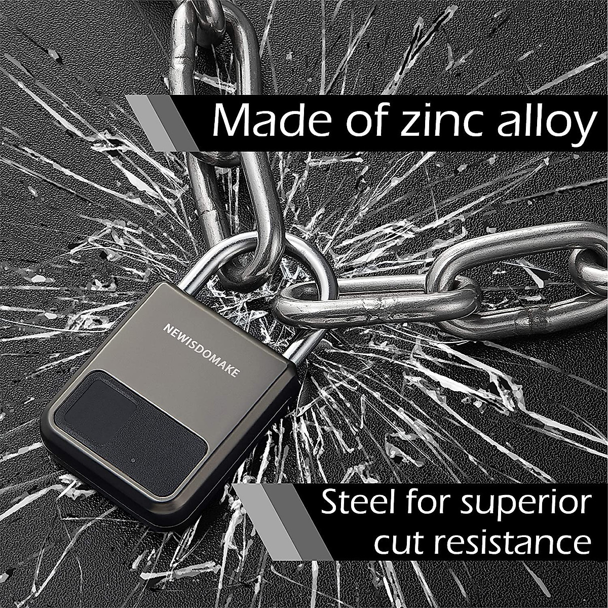 Fingerprint Padlock, Smart Padlock with USB Charging Support, Fingerprint Lock, Biometric Lock Suitable for Luggage, Bookcase, Suitcase, Backpack, Bike, School Locker, Gym Locker Lock(Gray)