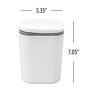 Begale 0.5 Gallon White Plastic Desktop Garbage Can, Mini Trash Can with Lid