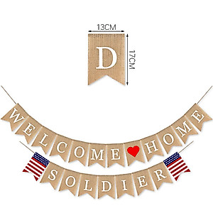 SWYOUN Burlap Welcome Home Soldier Banner Military Army Family Homecoming Party Decorations
