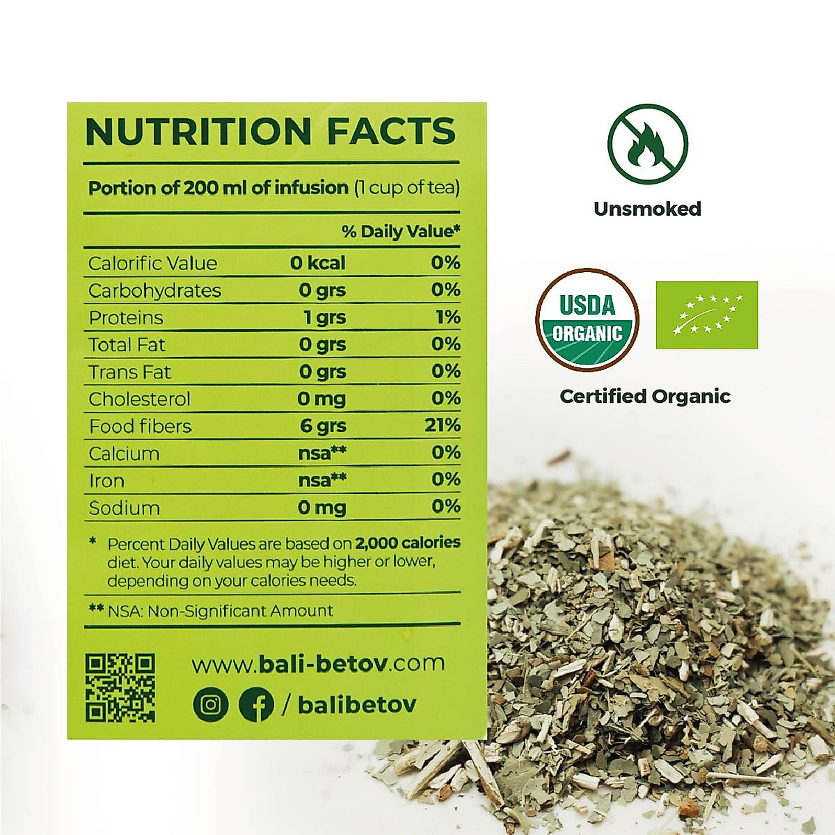 2.2 LB BALIBETOV Organic Yerba Mate Tea - Unsmoked Yerba Mate Pure Loose Leaf Tea - 1 Kg (2.2 LB)