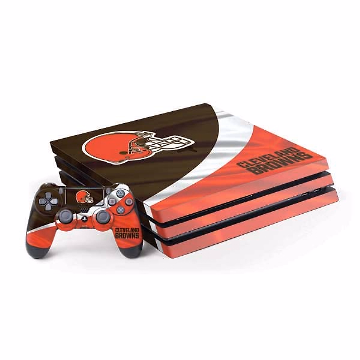 Skinit Decal Gaming Skin Compatible with PS4 Pro Console and Controller Bundle - Officially Licensed NFL Cleveland Browns Design