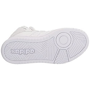 adidas Women's Hoops 3.0 Mid Basketball Shoe, White/White/Dash Grey, 8