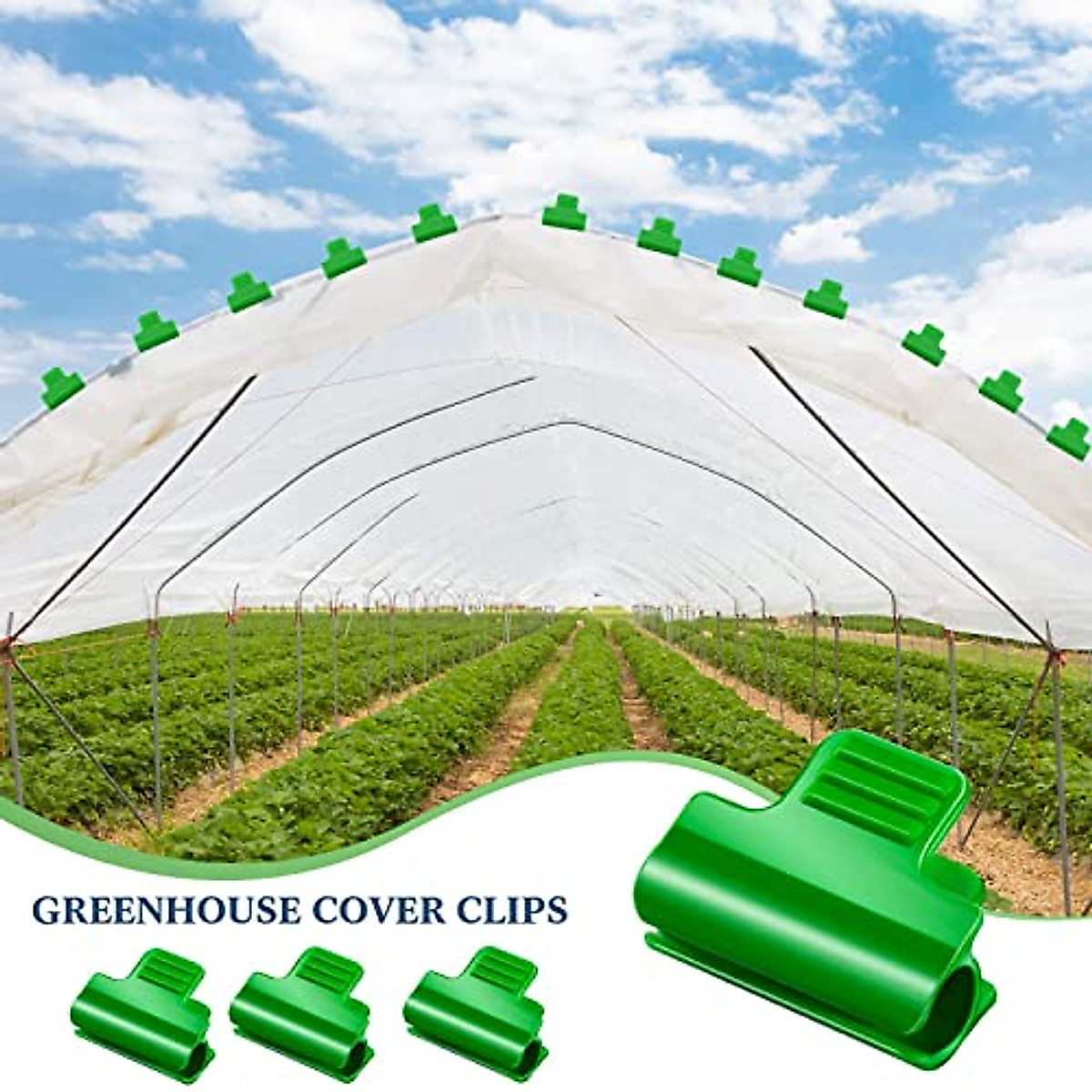 40 Pieces Greenhouse Clamps Film Row Cover Netting Tunnel Hoop Clip Frame Shading Net Rod Clip Greenhouse Film Clamps for Season Plant Extension Support (40 pieces,10 mm)