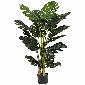 VIAGDO Artificial Monstera Deliciosa Plant 43in Tall 11 Decorative Split Leaves Plant Faux Swiss Cheese Plant Fake Tropical Monstera Palm Tree for Home Office Living Room Garden Floor Decor, 2Pack
