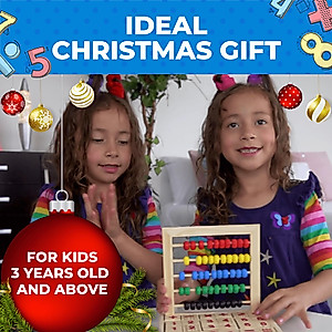 Toysery Abacus for Kids Math Counters, Wooden Educational Counting Toy, Toddler Blocks Kindergarten Toys, Toddler Blocks Wooden Toys, 50 Beads and 30 Blocks, Wooden Blocks for Toddlers 1-3 Large