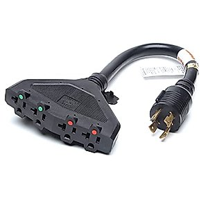 Ceptics 1.5-Ft 20-Amp Generator Distribution Power Cord (L14-20 to 4x 5-15/20R) | UL Listed | 4-prong locking plug | 20A, 125/250V