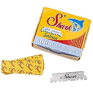 100 Shark Super Stainless Straight Edge Barber Razor Blades for Professional Barber Razors