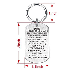 CPLJW Gifts for Dad from Son Daughter - I Love You Dad - Thank You Dad - Daddy Birthday Anniversary Keychain Gifts