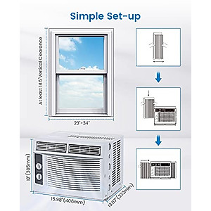 ACONEE 5000 BTU Window Air Conditioner, Window AC Unit with Easy-to-Use Mechanical Controls and Reusable Filter, Efficient Cooling for Smaller Areas, Cools 150 Sq.ft, 110-115V