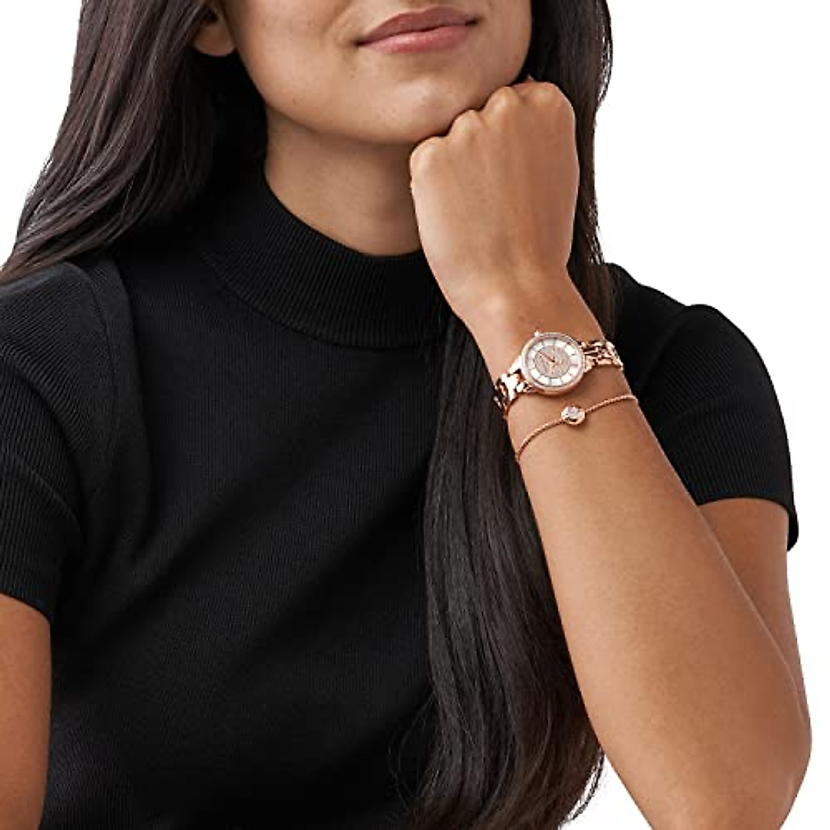 Michael Kors Women's Allie Quartz Watch with Stainless Steel Strap, Rose Gold, 12 (Model: MK1039)