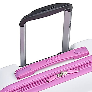 DELSEY Paris Christine Hardside Expandable Luggage with Spinner Wheels, White with Mauve Trim, Carry On 20 Inch