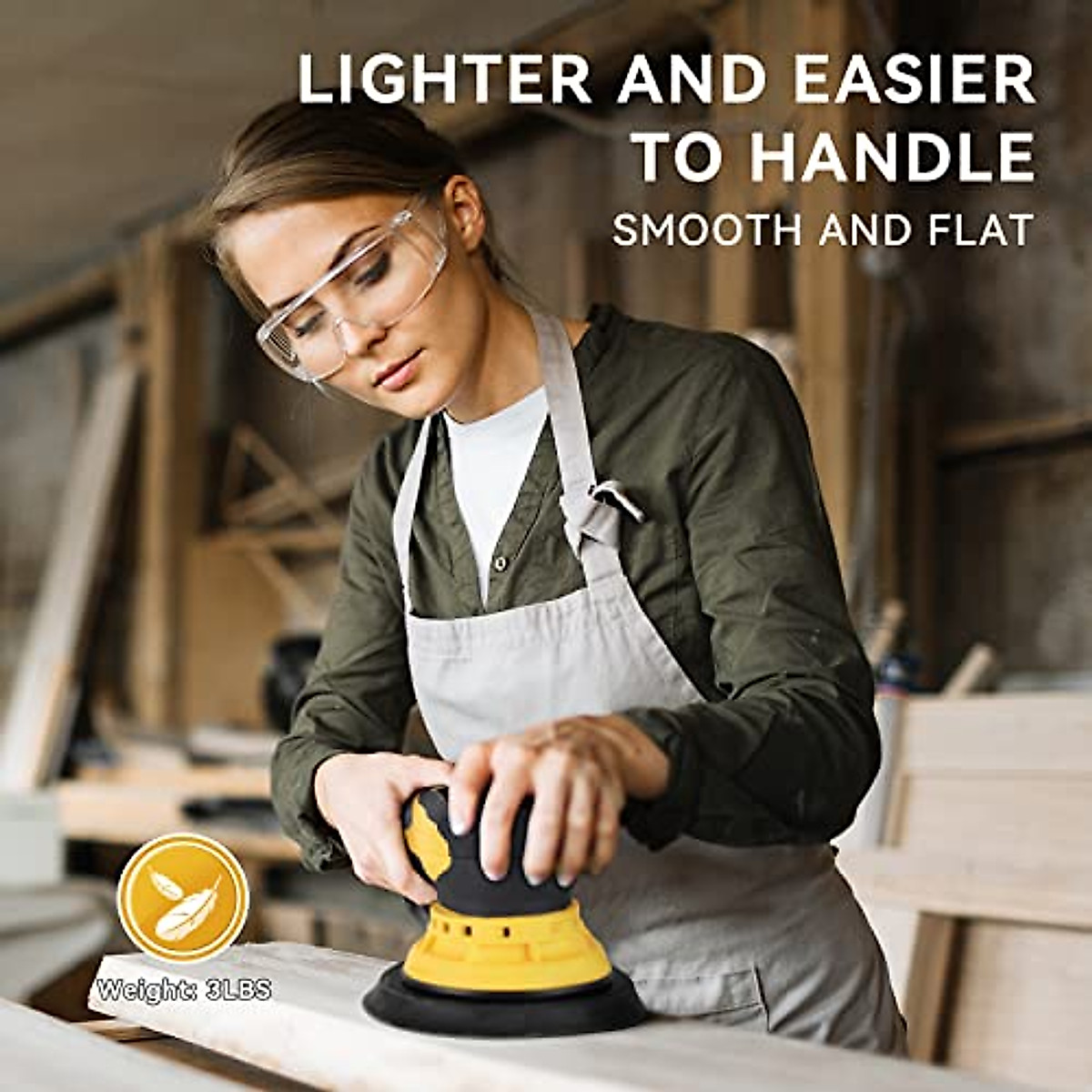 PHENDO Random Orbital Sander Brushless 350W 3A Multi-function Variable Speed Electric Corded Orbital Sanders Machine for Woodworking, car, Drywall Sanding, Polishing…