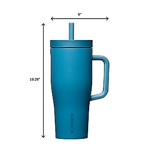 Corkcicle Cruiser Insulated Tumbler with Handle & Straw, North Shore, 22 oz – 100% Leakproof Cupholder Friendly Water Bottle Keeps Drinks Cold 20hrs