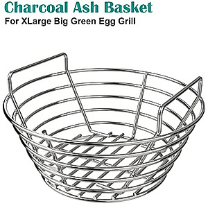 EasiBBQ 10-inch Charcoal Ash Basket for Small Big Green Egg, Kamado Joe Classic and Other Similar Grills, Heavy Duty Stainless Steel.