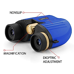 Kids Binoculars Toy Gifts for 3 4 5 6 7 8 9 10 11 12 13 Years Old Boys Girls – Compact and Shock Proof Mini Binoculars for Kids 8x21 Zoom Bird Watching Sporting Events Children Best Present (Blue)