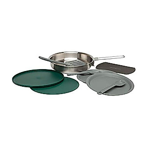 Stanley Adventure Stainless Fry Pan Camp Cook Set, 9 Piece Camping Cookware Mess Kit with Stainless Pan, Cooking Utensils, and Dishes