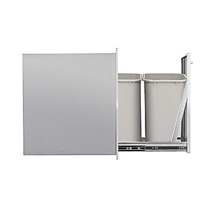 yuxiangBBQ Pull-Out Double Trash Drawer Stainless Steel Outdoor Kitchen Trash Drawer Storage for Two 10 Gallon Commercial Wastebaskets
