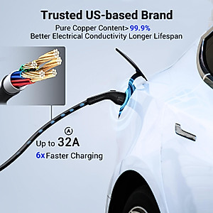 Tera Electric Vehicle Charger for J1772: Tesla EV Level 1 & 2 Portable 32A 8A 110V 240V Wall Connector Dual Use ETL NEMA 14-50 & 5-15 Wi-Fi Enabled 25FT Cable with Holder P01