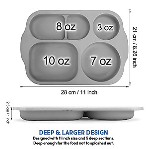 shopwithgreen Divided Plates for Kids Adults, 12 Inch (4PCS) Unbreakable Wheat Straw Section Plates, Large Lightweight Reusable Compartment Lunch Trays, BPA Free Dishwasher & Microwave Safe