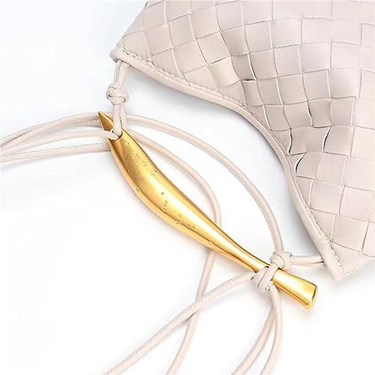 Woven Leather Hobe Dumpling Bag Dinner Handbag For Women Purse Hobo Bag Knotted Woven Summer Clutch Bag(Beige)