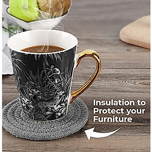 Avalon Cute Coaster Set of 6 Pcs, Super Absorbent Drink Coaster for Desk, Heat Resistant Coaster for Work Desk and Coffee Tabletop Protection Farmhouse Coaster for Home Decor (Light Grey, 4.3 Inches)