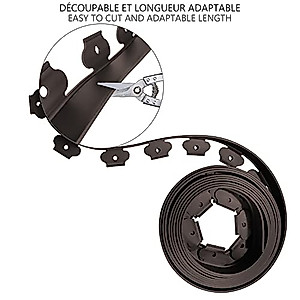 VOUNOT Landscape Edging No-Dig with 30 Anchoring Stakes 33 Feet Plastic Edging Border Flexible for Lawn, Yard, Garden 2 Inch Tall Brown