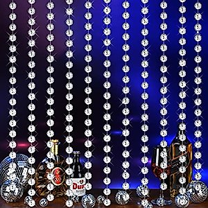 12 Meters Disco Ball Beaded Curtain Christmas Tree Ornaments Decorations Reflective Mini Disco Ball Ornaments Hanging Disco Ball for Window Door Curtain Passage Wedding Backdrop