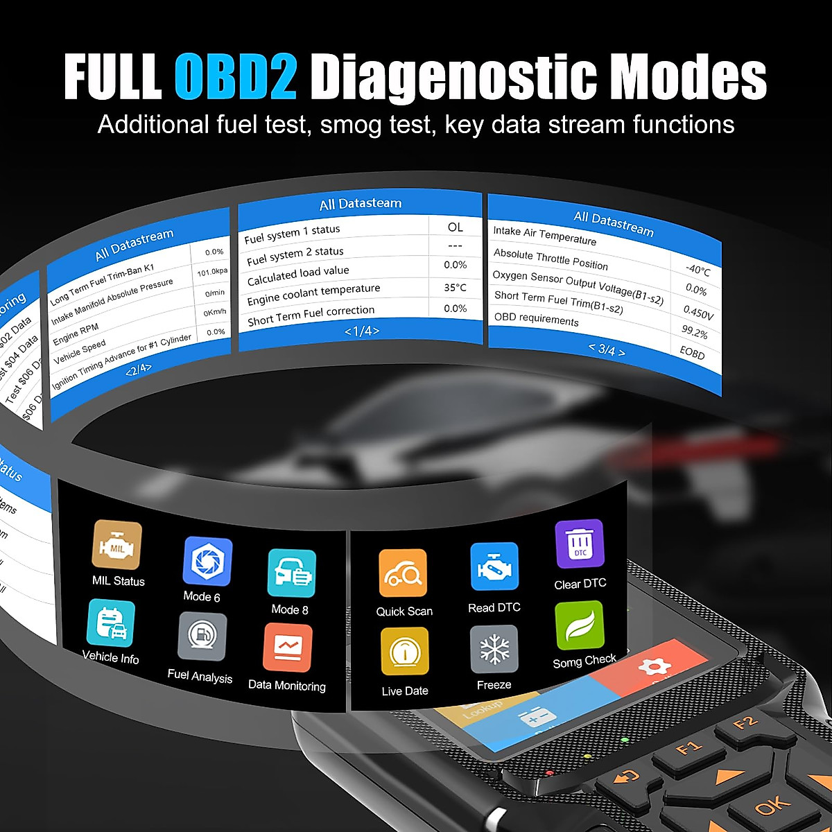 HUMZOR NC610 OBD2 Scanner，Car/Heavy Duty Truck Scanner Car Code Reader Diesel Diagnostic Tool, Full OBDII Function - 2 in 1 Auto & Truck Engine Light Clear Check Fault Diagnostic Scan Tool.